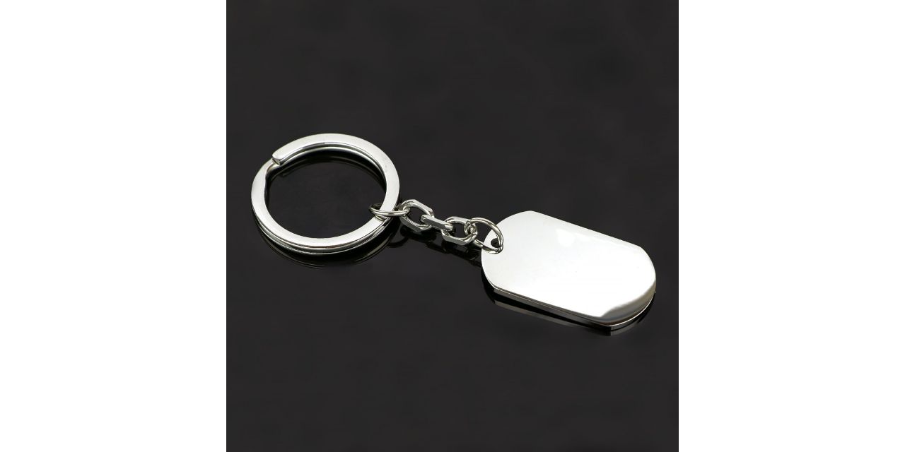 Men's steel keychain plate for engravings | Asimetrico.gr