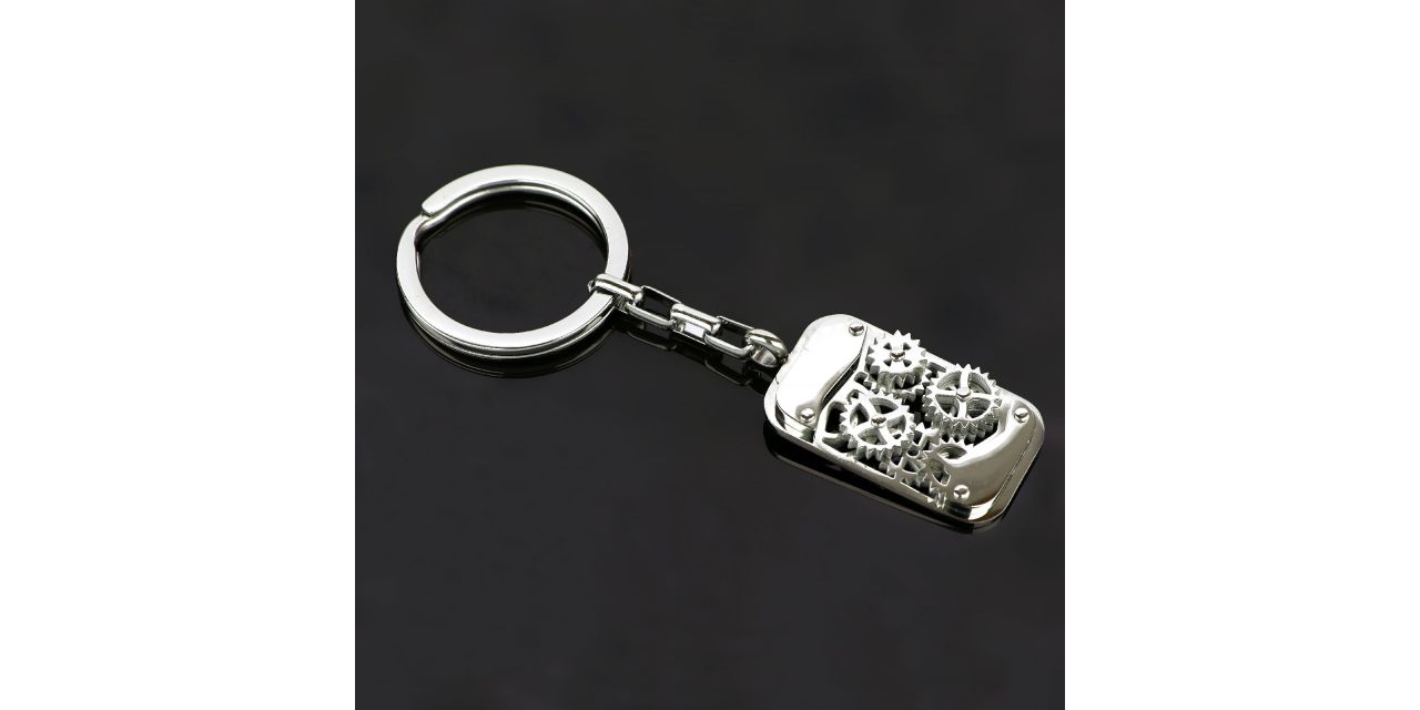 Men's steel keychain with gears | Asimetrico.gr