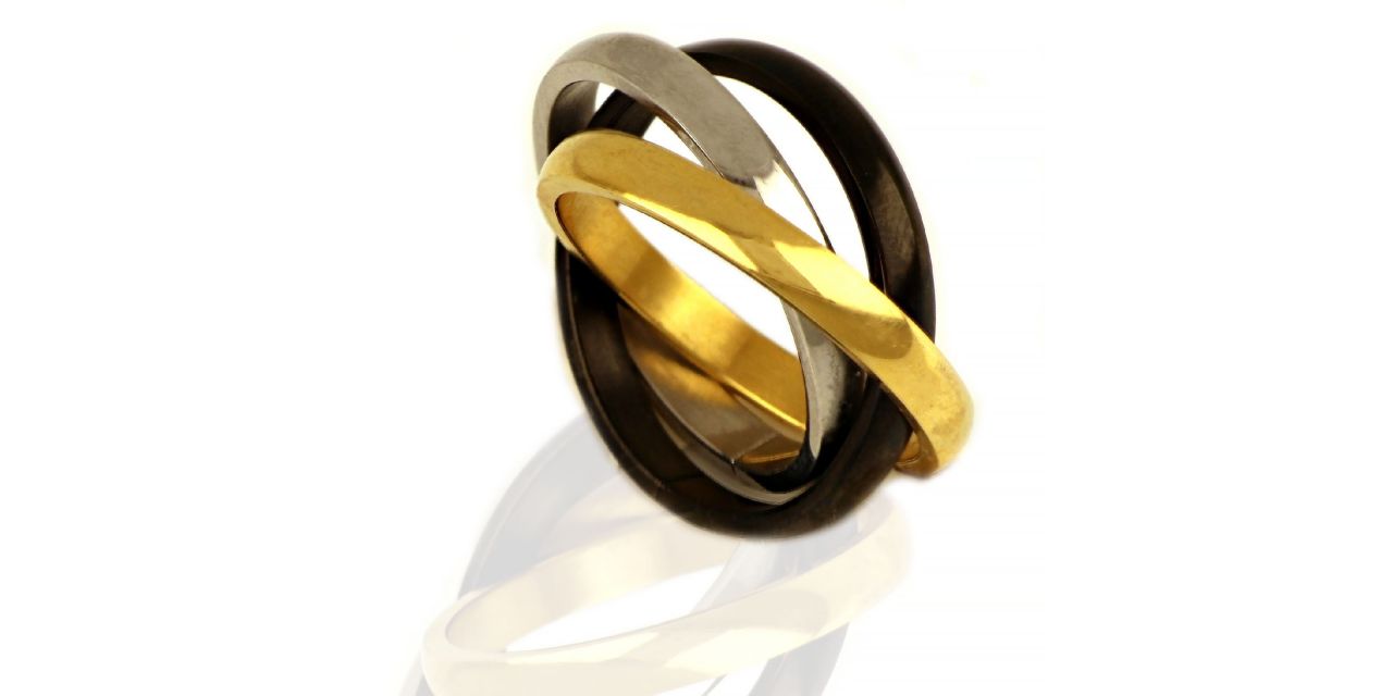 Stainless steel triple wedding ring 3 mm | Asimetrico.gr